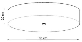 Stropní svítidlo Skala, 1x černé textilní stínítko, (bílé sklo), (fi 80 cm)