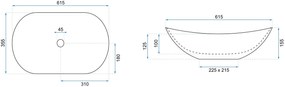 Rea Royal, umyvadlo na desku 615x355x155 mm, zelená matná, REA-U6372