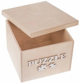 FK Dřevěný box na hračky - Puzzle 20x20x15 cm, Přírodní