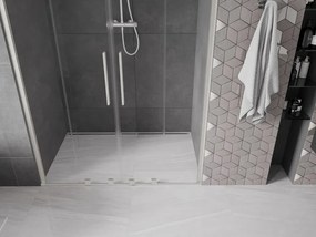 Mexen Velar Duo, posuvné sprchové dveře do otvoru 160 cm, 8mm čiré sklo, broušená ocel, 871-160-000-02-97