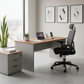 Stůl SimpleOffice 160 x 80 cm, ořech vlašský / šedá