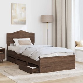 Rám postele se zásuvkou Hnědý dub 75 x 190 cm Inženýrské dřevo 3413060