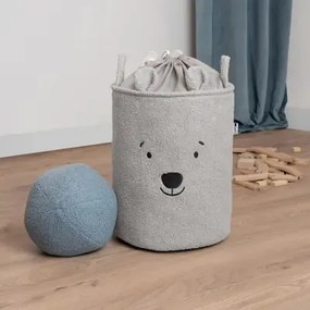Sipo Premium Bouclé se šňůrkou Bear šedá / Koš na hračky / 43 l