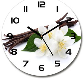 Wallmuralia Skleněné hodiny kulaté Jasmín a vanilka fi 30 cm