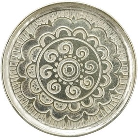 Stříbrný antik kovový dekorativní podnos ArtFerro - Ø 39*1,5 cm
