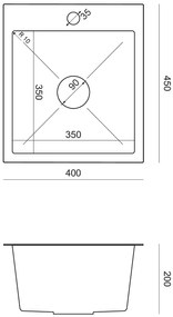Kuchyňský nerezový dřez QUADRON LUKE 90 (40x45x20cm)