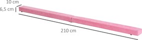 HOMCOM Balanční kladina 210 cm, skládací kladina pro vnitřní a venkovní použití, balanční kladina do 120 kg, růžová