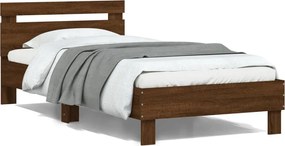 vidaXL Rám postele s čelem a LED osvětlením 100 x 200 cm [838712] Barva: hnědý dub