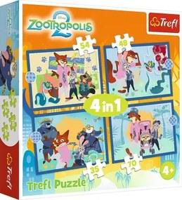 TREFL Puzzle Zootropolis 2: Zootropolis plná dobrodružství 4v1 / 35, 4
