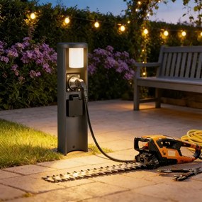 BRILAGI - Venkovní lampa se 2 zásuvkami SCHUKO PILLAR 1xG9/11W/230V IP44 antrac