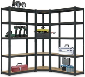 Juskys Sada tří kovových regálů Corner a Basic Barva: stříbrná