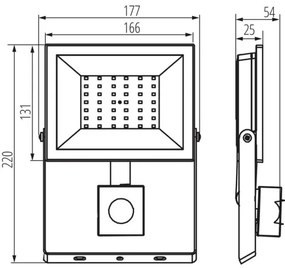 LED reflektor s čidlem Kanlux Miledo GRUN NV LED-50-B-SE 50W neutrální bílá 31400