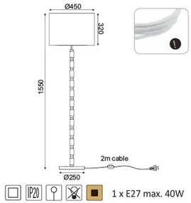 ACA DECOR Stojací lampa ASSOUAN max. 40W/E27/230V/IP20