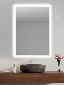 Amirro Zrcadlo na zeď chodbu do pokoje ložnice koupelny předsíně MOONLIGHT 100 x 70 cm s LED podsvíceným okrajem po celém obvodu 411-002