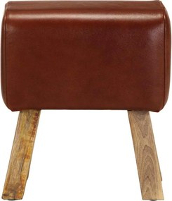 Lavice gymnastický kůň 38 cm hnědá pravá kůže a mangovník 320786