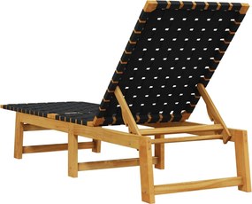 Lehátka 2 ks černá masivní akáciové dřevo a textil 3214210