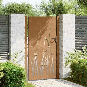 Zahradní branka 100 x 175 cm z corten oceli, design s trávou 153230