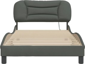 Rám postele s LED bez matrace Hvar Tmavě šedá 100x200 cm Látka 3213684