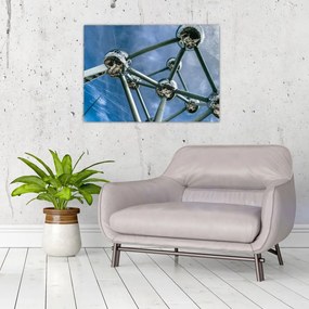 Skleněný obraz - atomium v Bruselu (70x50 cm)