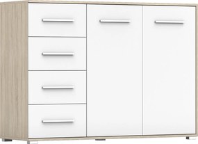 IDZ Komoda FRIDA 2D4S 01, 135 cm Bílá / Dub Sonoma