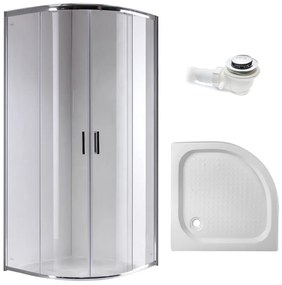 BPS-koupelny Čtvrtkruhový sprchový kout HYD-RK94A 80x80 cm chrom/transparent + vanička HYD-RSV-SXL01A bílá