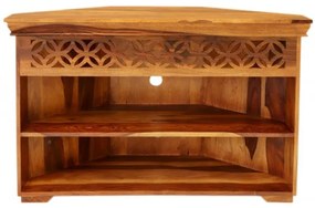 Indický nábytek - TV stolek rohový Mira 110x70x50 z indického masivu palisandr Světle medová