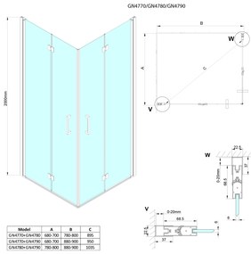Gelco Gelco, LORO obdélníková sprchová zástěna 800x700mm L/P varianta, GN4780-02
