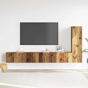 Sada 3 kusů nástěnné TV skříňka starého dřeva kompozitní dřevo 3329197