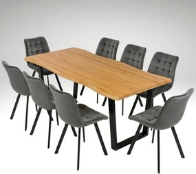 Vikio Jídelní set pro 8 osob 180x90 cm dub noha U šedá židle VJS158-8S-S