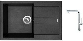 Set Sinks AMANDA 780 Metalblack + baterie Sinks SLIM S2 kartáčovaná