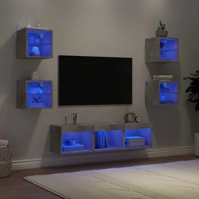 vidaXL 7dílná obývací stěna s LED betonově šedá kompozitní dřevo