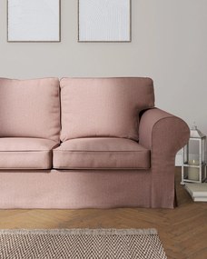 Potah na pohovku IKEA  Ektorp 3-místná, rozkládací STARÝ MODEL PIXBO barva růžová látka pletený vzor