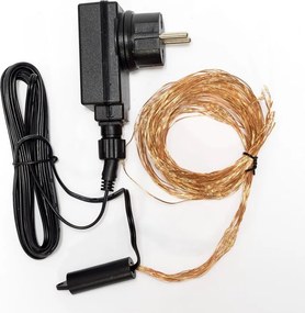 LED světelný řetěz, kapičky, 12 pramenů × 1,5 m venkovní, teple bílá, 180 diod, měděný kabel, IP44, vč. zdroje