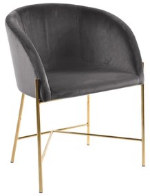 Velurová Jídelní židle v glamour stylu Grafitové Zlaté nohy ELETRO