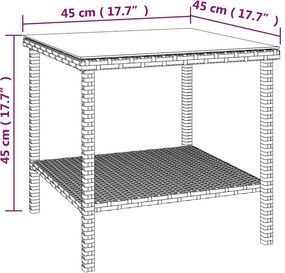 Odkládací stolek černý 45 x 45 x 45 polyratan a tvrzené sklo 319398