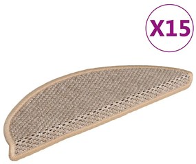 Samolepící nášlapy na schody vzhled sisal 15ks 56x17x3cm béžové 326868