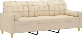 3místná pohovka s polštáři krémová 180 cm textil 3200792