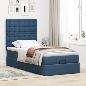 Osmanský rám postele s matrací modrá 90x190cm textil 3313291