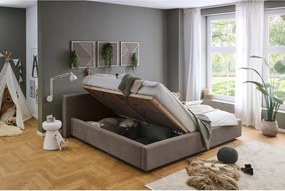 Taupe čalouněná dvoulůžková postel s úložným prostorem s roštem 200x240 cm Cube – Meise Möbel