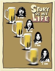 Plechová cedule Story of my life Pivo