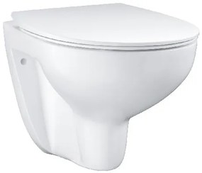 Grohe Bau Ceramic - Závěsné WC se sedátkem Slim, softclose, rimless, alpská bílá 39899000