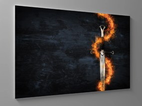 Liox Obraz fantasy meč v ohni Rozměr: 120 x 80 cm