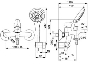 KFA Armatura 5244-510-00 - Vanová sada s baterií MORRIS lesklý chrom