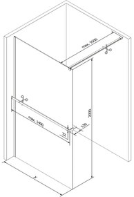 Mexen Kioto+ sprchová zástěna s poličkou a kolejnicí 70 x 200 cm, Průhledné/Vzor jinovatky 8 mm, Chromovaná - 800-070-121-01-35