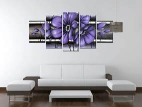 Gario Ručně malovaný obraz Tajemný fialový Vlčí mák - 5 dílný Rozměry: 100 x 70 cm