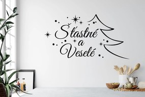 Lepy.cz Samolepka na zeď Šťastné a veselé Vánoce Velikost (šířka x výška): 40x20cm, Barevná varianta: Bílá