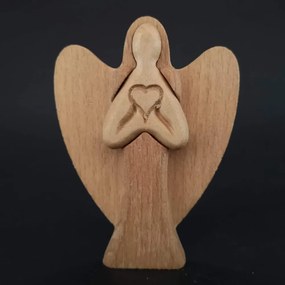AMADEA Dřevěný anděl, masivní dřevo, výška 10 cm