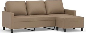 3místná pohovka s podnožkou cappuccino 180 cm umělá kůže 3201028