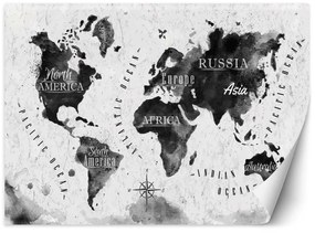 Gario Fototapeta Monochromatická mapa světa akvarel Materiál: Vliesová, Rozměry: 200 x 140 cm
