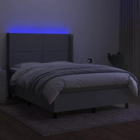 Box spring postel s matrací a LED světle šedá 140x190 cm textil 3138229